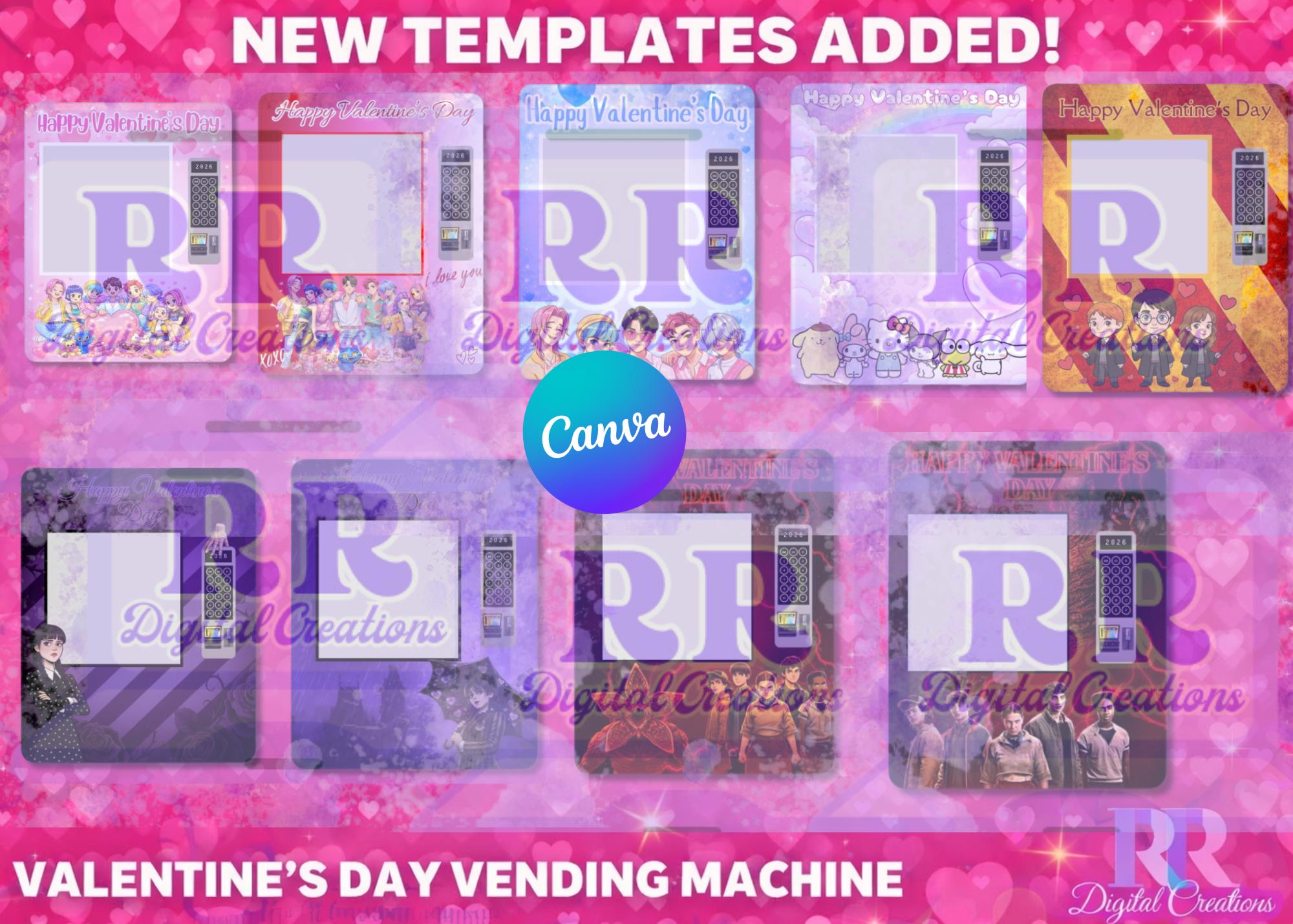 Valentine's Day Vending Machine Templates| Editable 8x10 Full Panel ...
