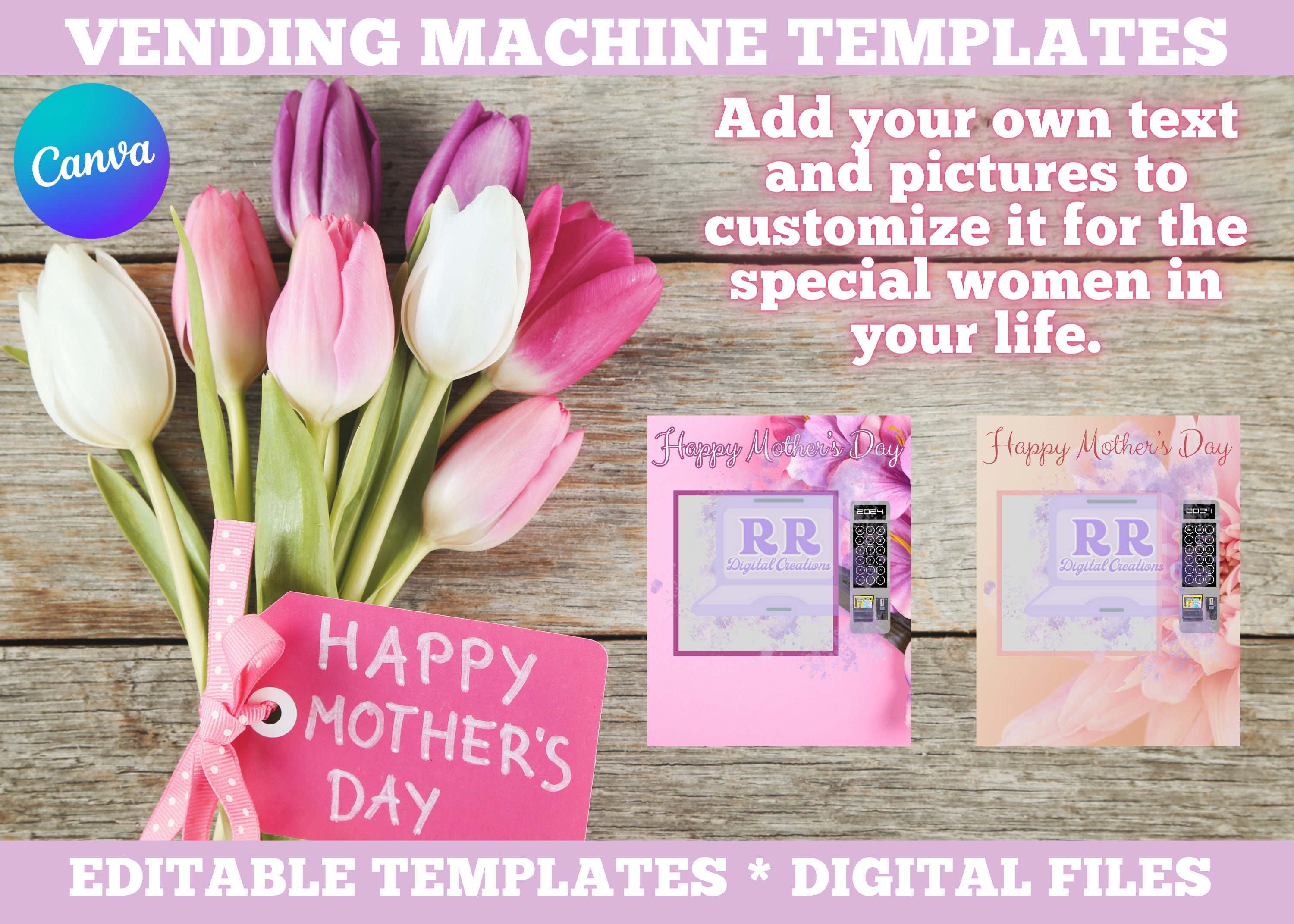 Mother's Day Vending Machine Templates: Editable 8x10, 16x20 (digital ...