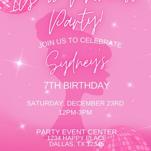 Pink Princess Party Invitation, Disco Princess Invitation, Princess ...