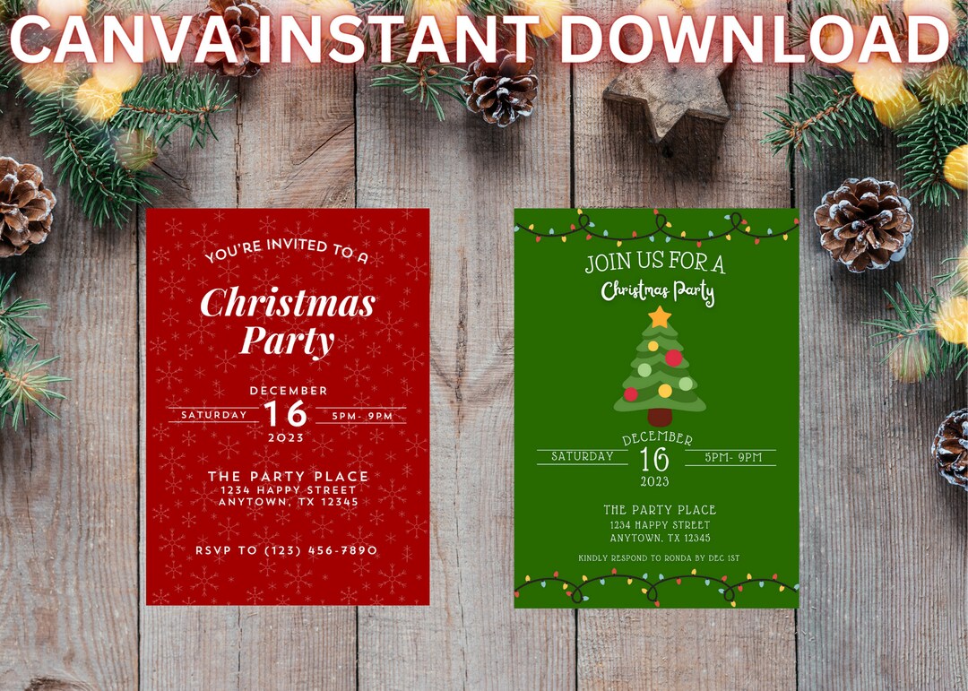 Digital Christmas Party Invitation, Christmas Party Invitation, Holiday ...