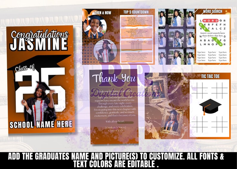 Editable Graduation Activity Booklet | Class of 2025 Senior Memory Book ...
