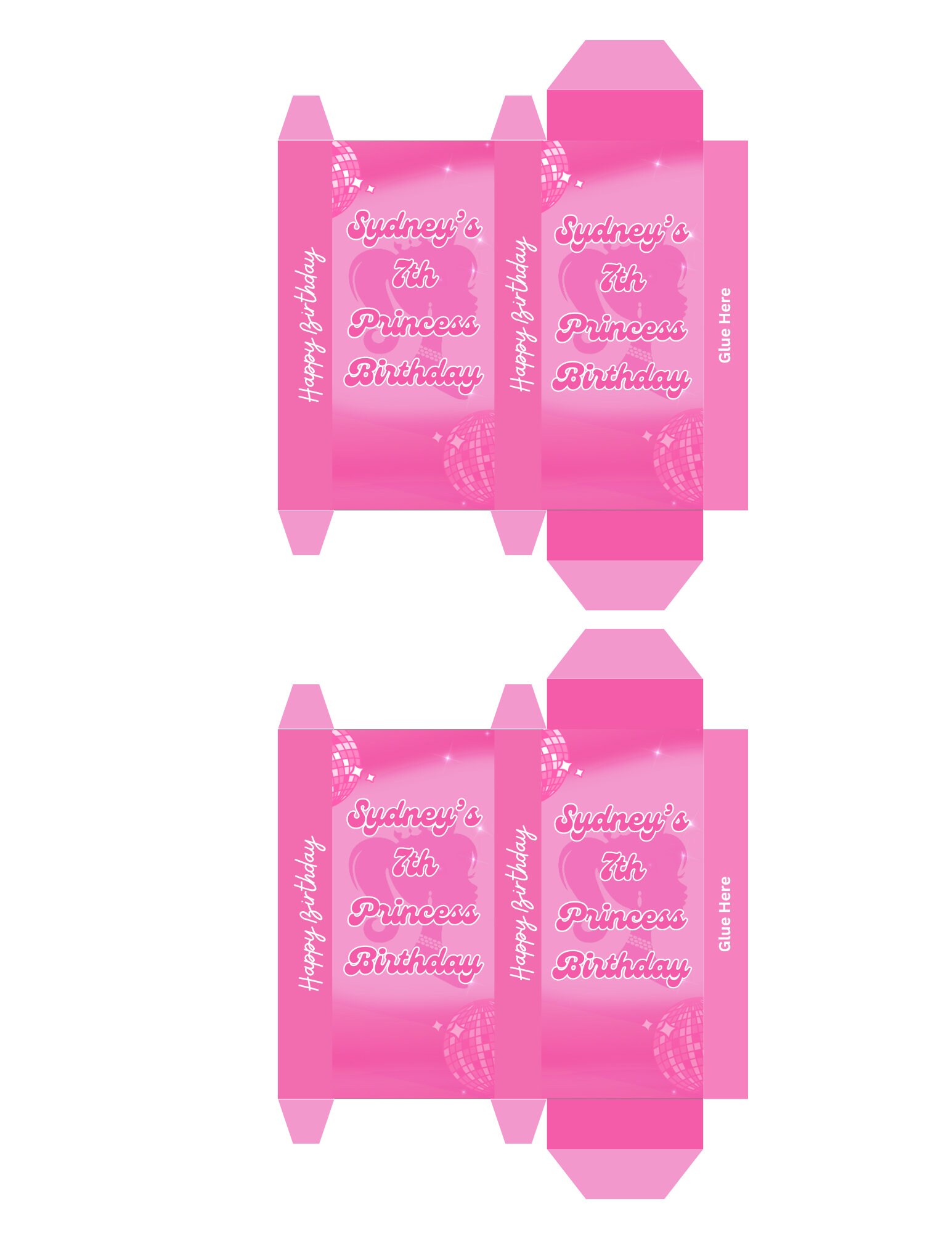 Pink Princess Doll Birthday Coloring Boxes, Doll Party Favor Mini ...