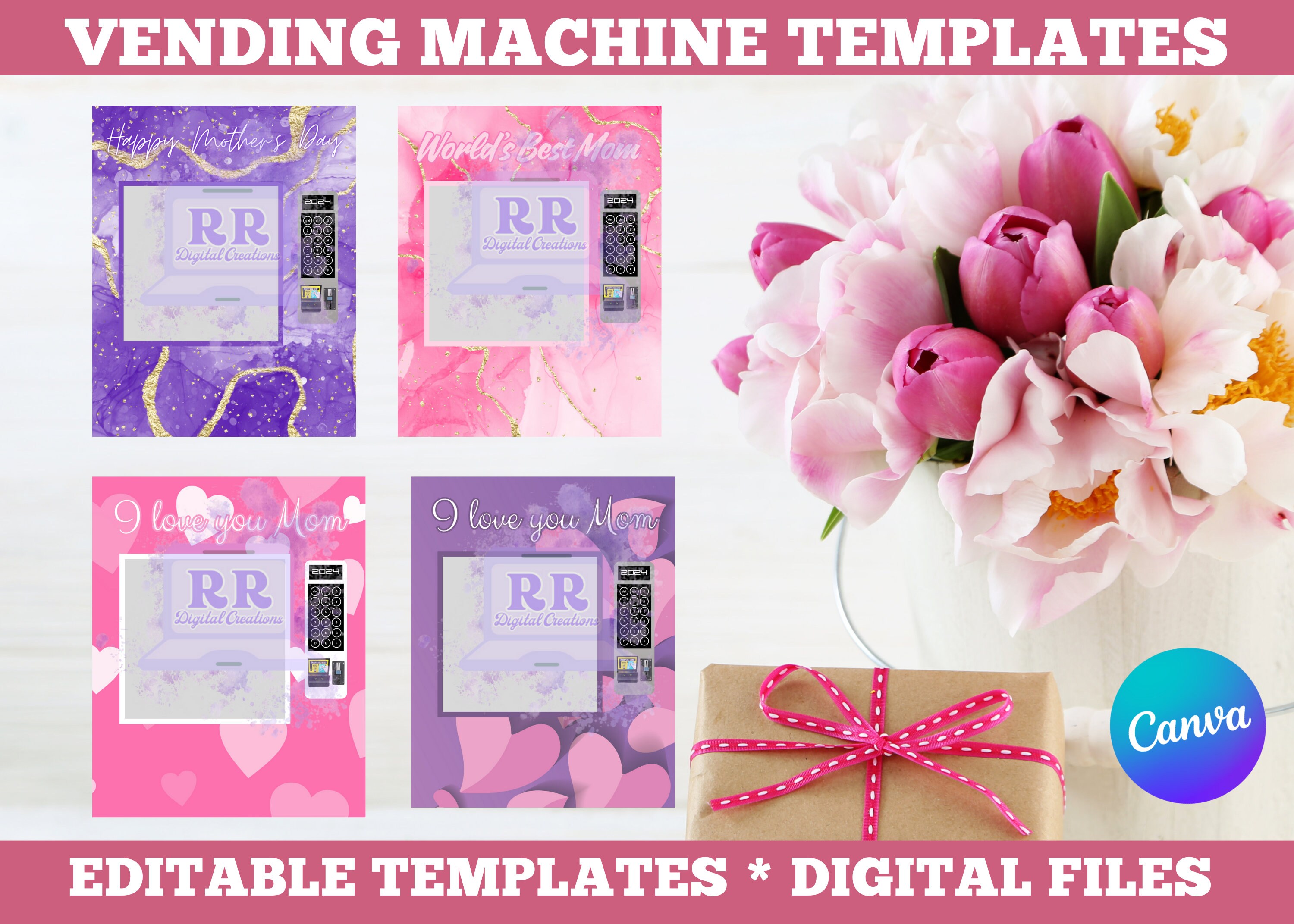 Mother's Day Vending Machine Templates: Editable 8x10, 16x20 (digital ...