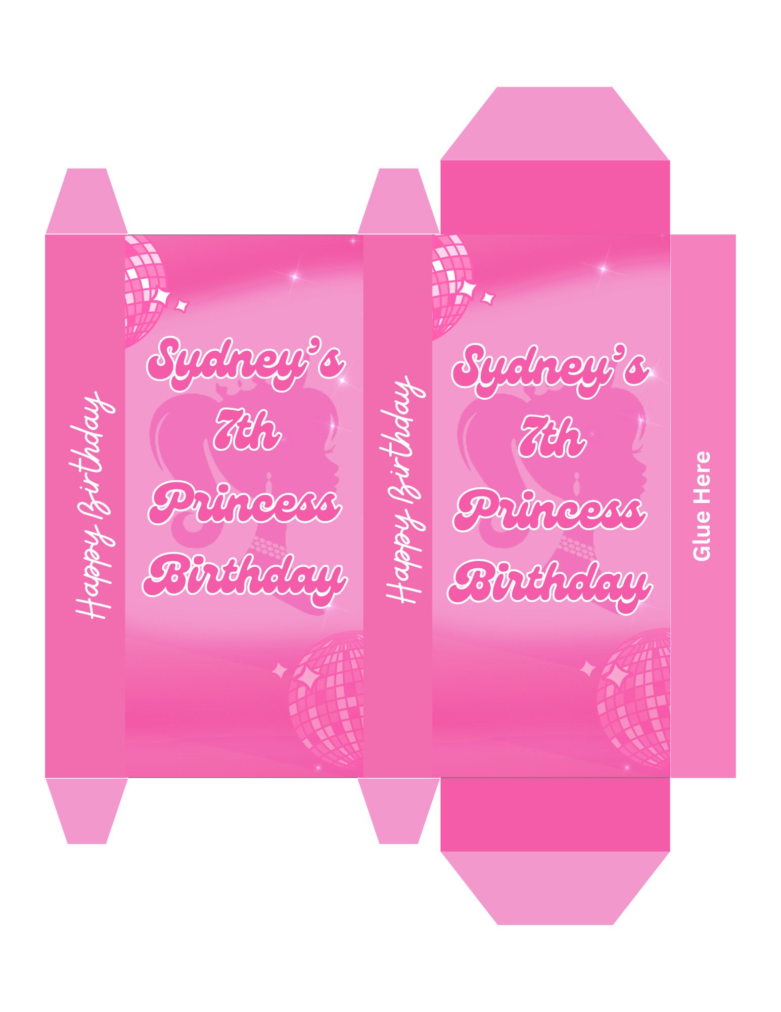 Pink Princess Doll Birthday Coloring Boxes, Doll Party Favor Mini ...