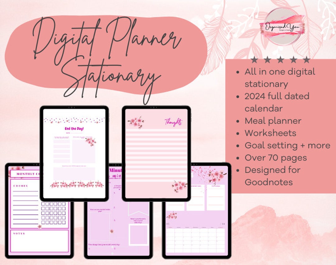 2024 Digital Personal Planner. Cherry Blossom Design - Etsy