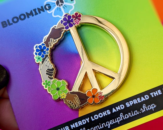 Rainbow Hard Enamel Pin Equality and Peace - Etsy