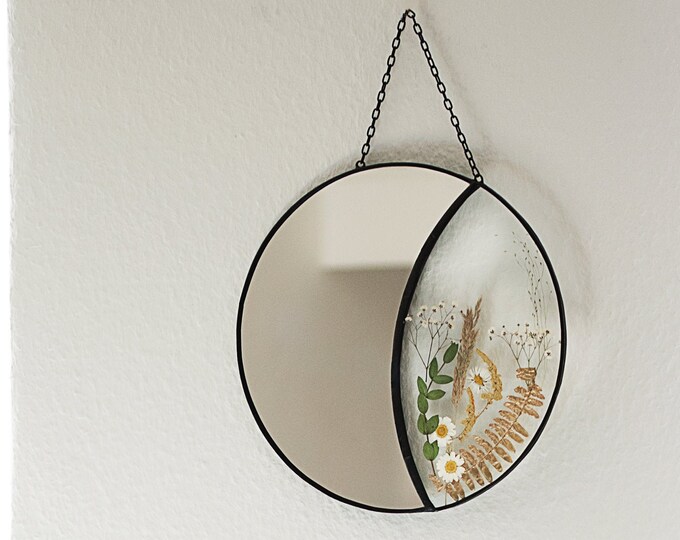 Moon Mirror With Pressed Flowers, Wall Decor, Christmas Gifts - Etsy