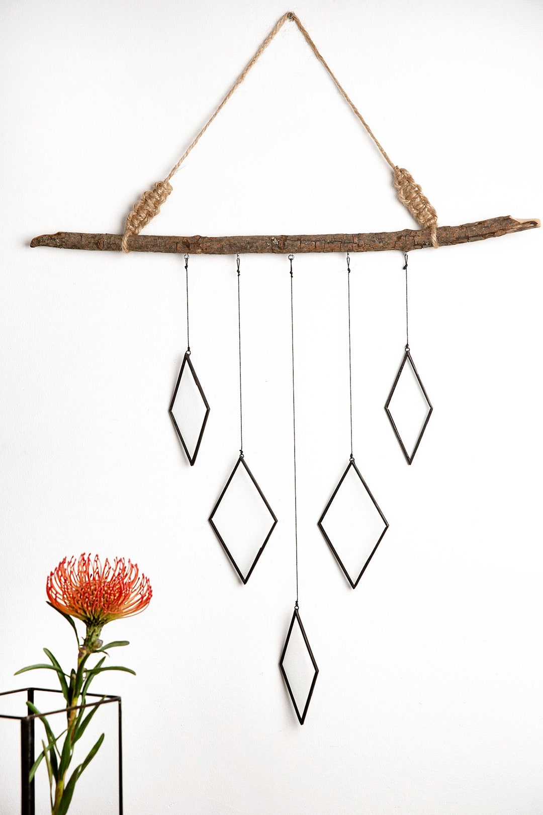 Stained Glass Suncatcher, Modern Mobile, Minimal Wall Decor, Suncatcher ...