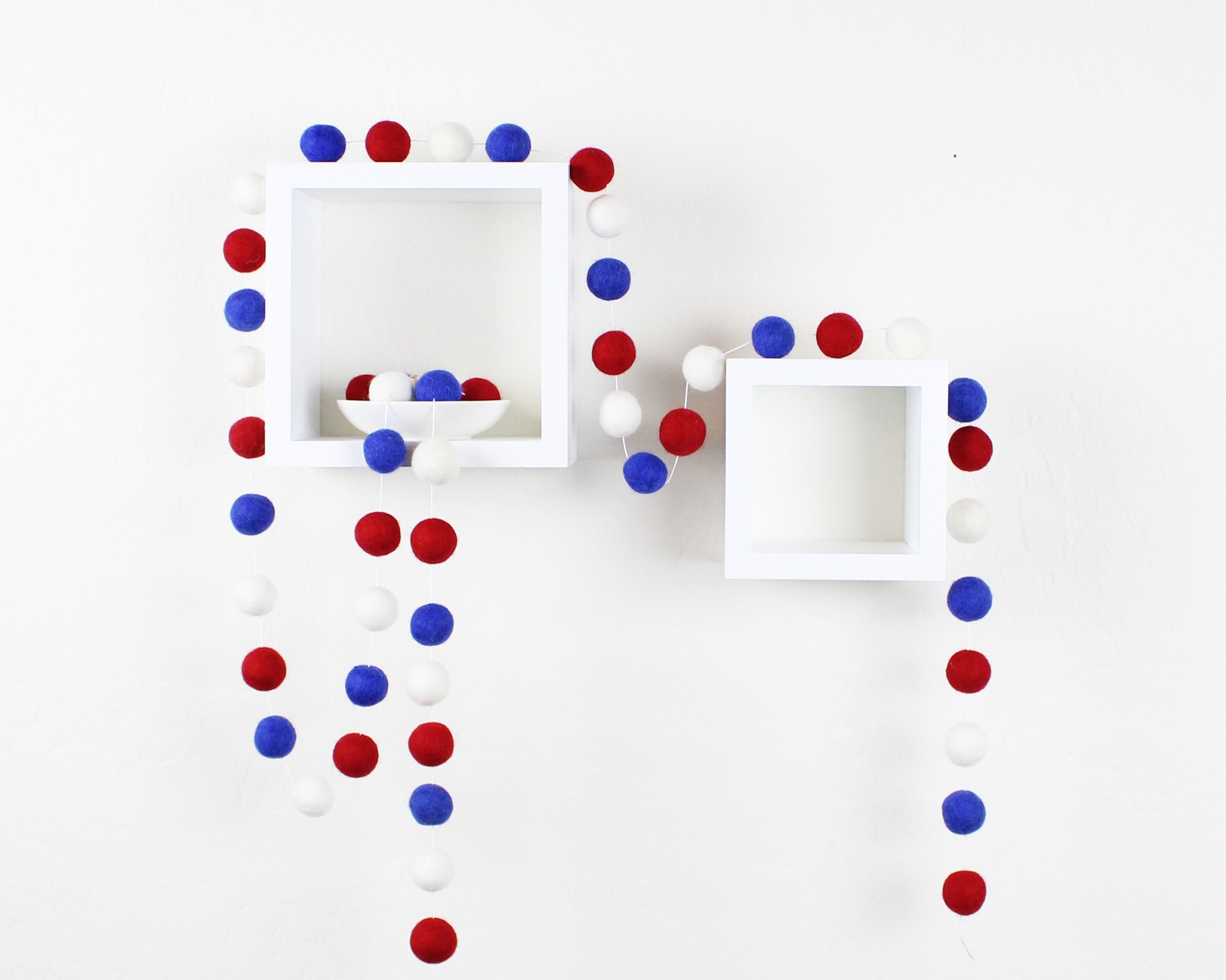 4th of July Pom Pom Garland Patriotic Felt Balls Garland - Etsy