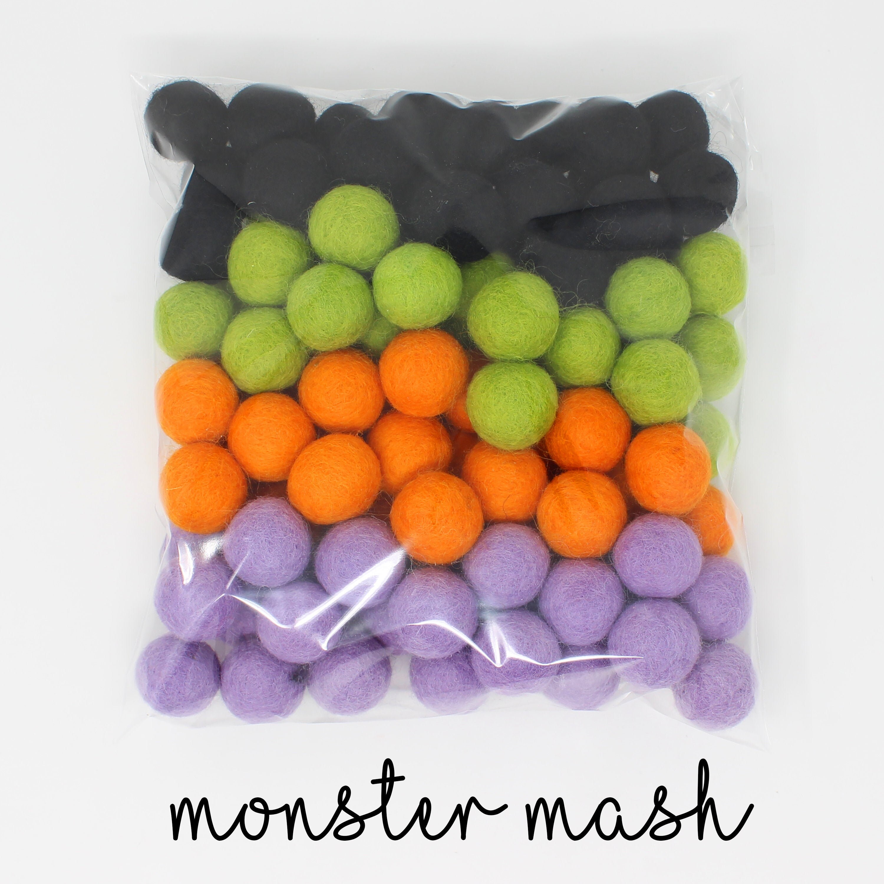 Monster Mash Colors Pom Balls Halloween Colors Felt Pom - Etsy