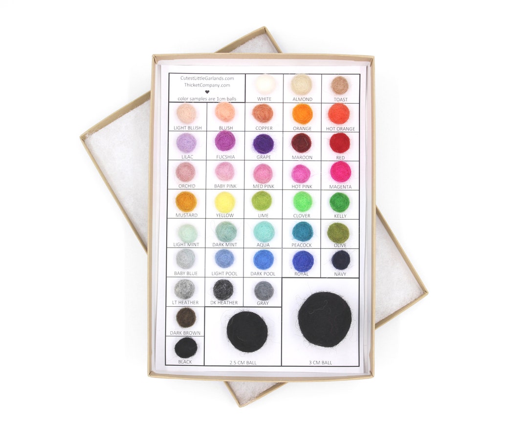 Color Chart for Wool Felt Balls Cutest Little Garlands Felt Ball Chart ...