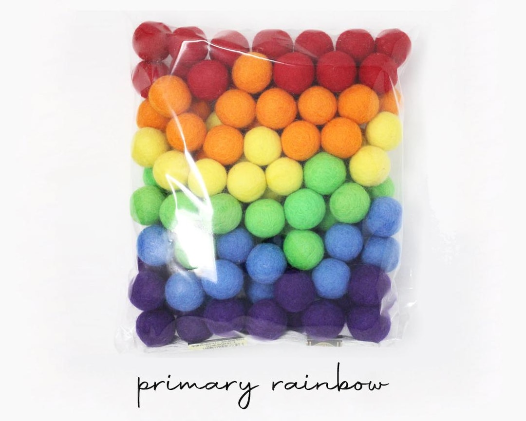 Wool Felt Balls Wholesale | Primary Rainbow Felted Pom Poms for DIY ...