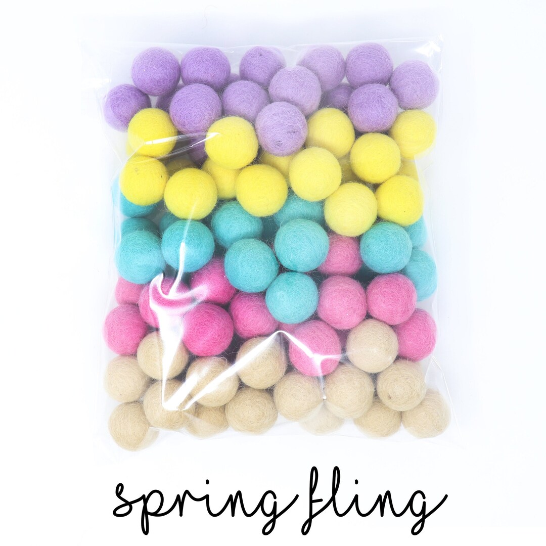 Spring Fling Pom Balls Spring Colors Felt Poms Wholesale Wool Felt ...