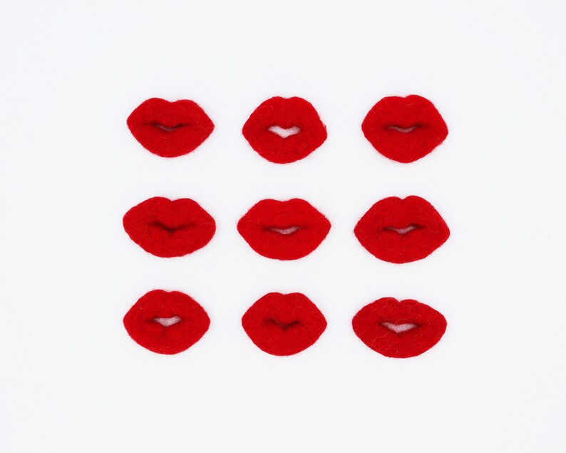 Felt Lips Felted Lips Felt Red Lips DIY Valentines Day - Etsy
