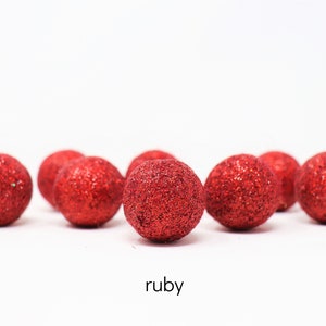 Ruby Glitter Felt Balls | Holiday Felt Pom Pom | Red Glitter Poms | Glitter Pom Pom | DIY Felt ...