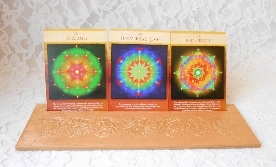Tarot and Oracle Card Holder Wood Stand Engraved With Sun & - Etsy