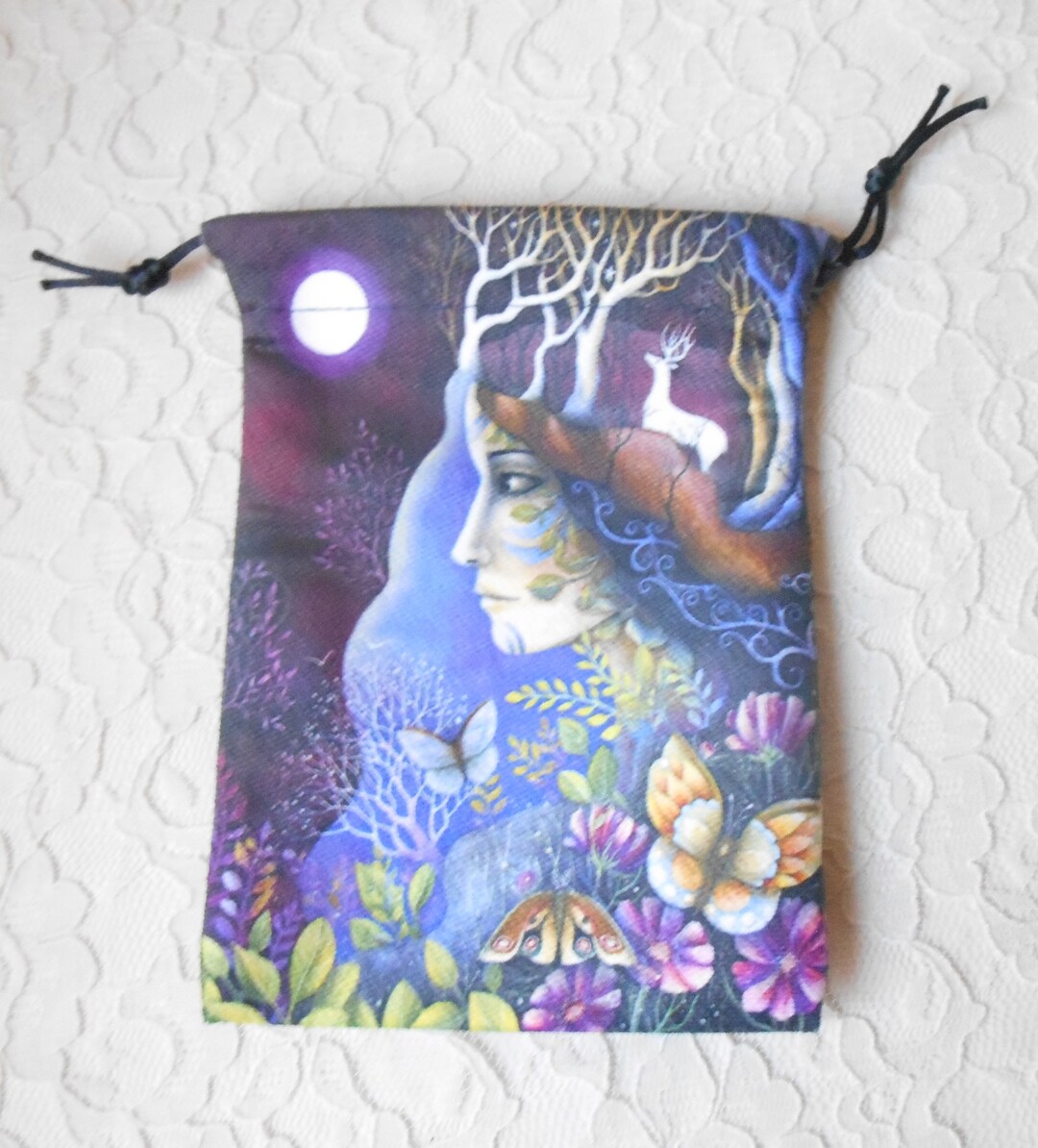 Tarot or Oracle Card Deck Bag, 5 X 7 for Travel Size Cards, Woman Trees ...