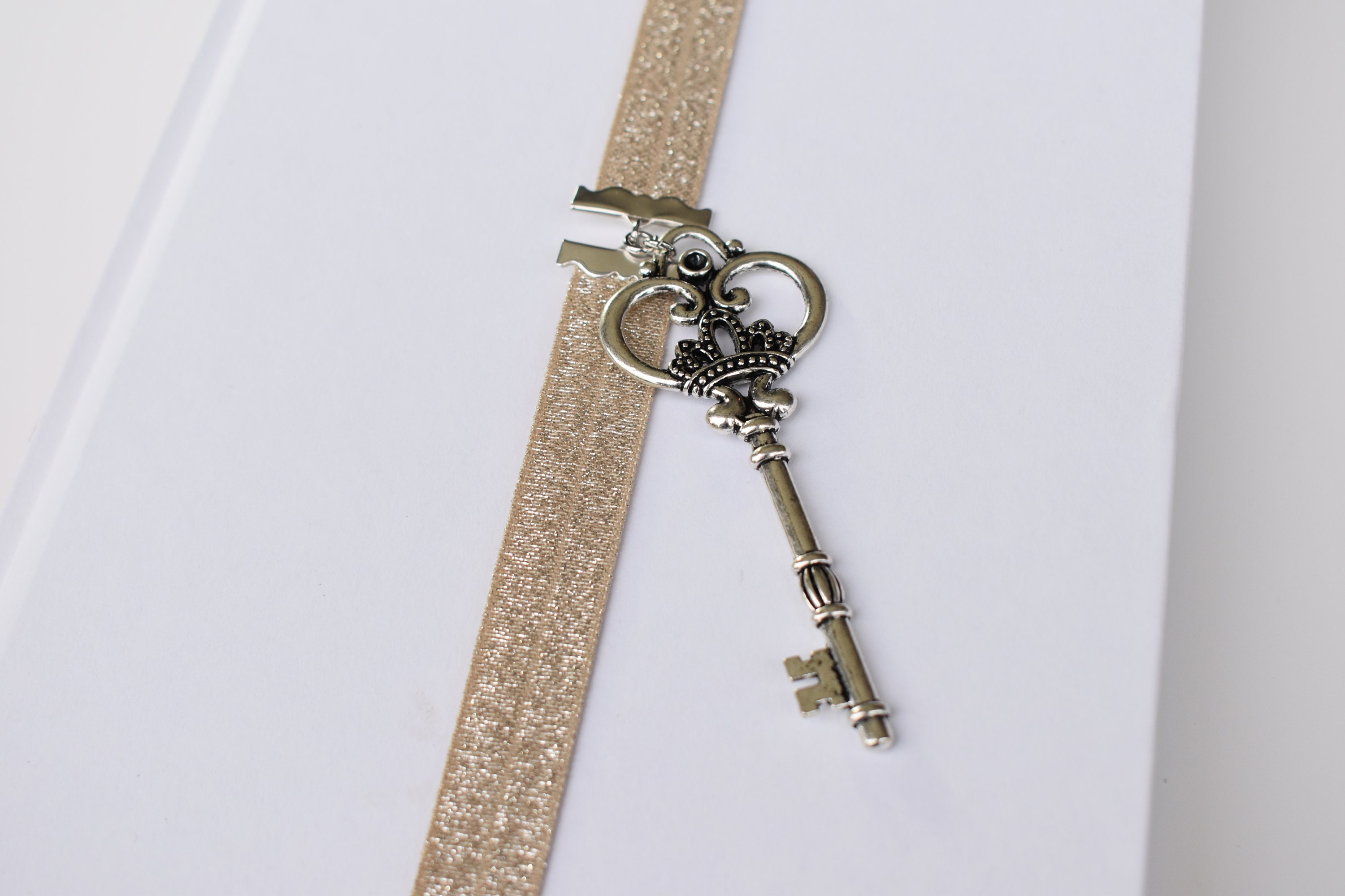 Large Silver Key Bookmark
