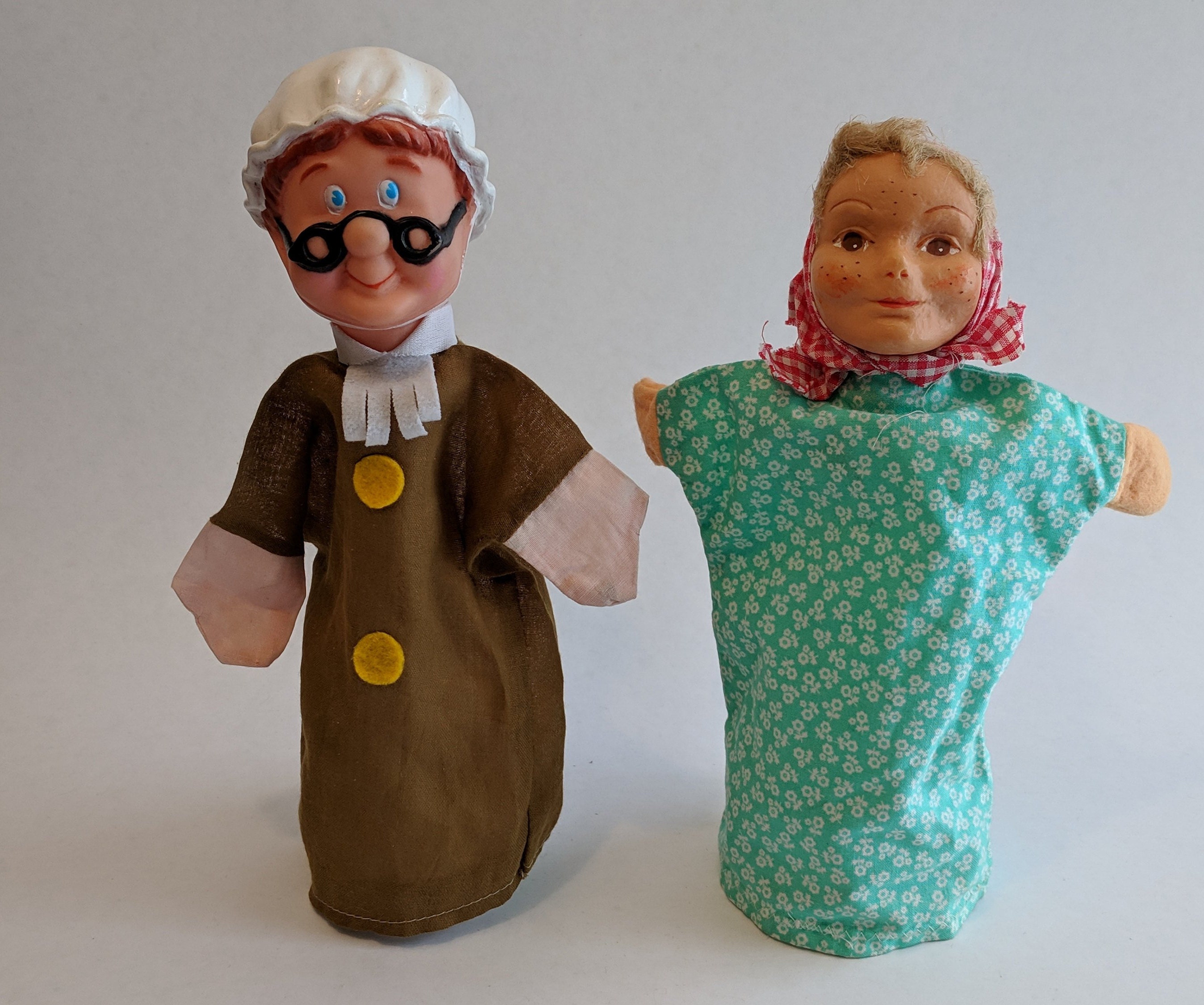 Vintage Hand Puppet Characters Lot of 2 Cloth Rubber Plastic Puppet ...