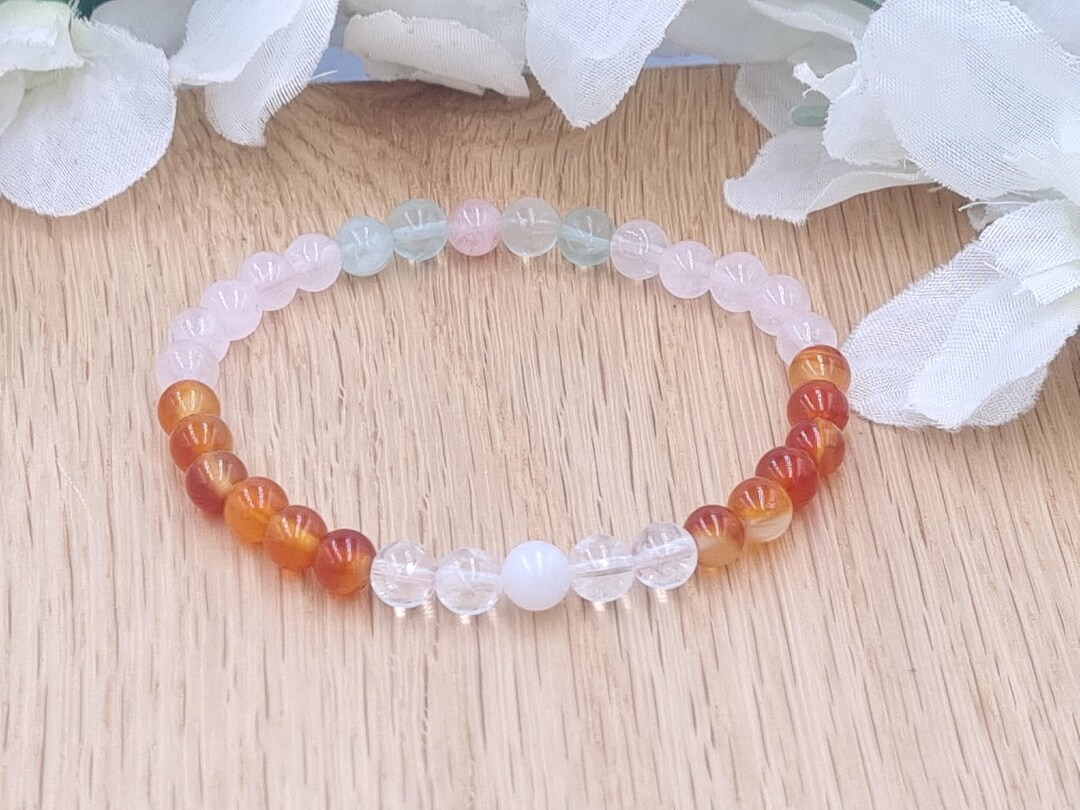 PCOS Hormone Balancing Healing Crystal Bracelet, Genuine Gemstone, 6mm ...