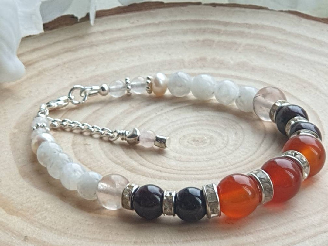 Carnelian Hormone Bracelet, PCOS, Amethyst, Fertility, Genuine Crystal ...