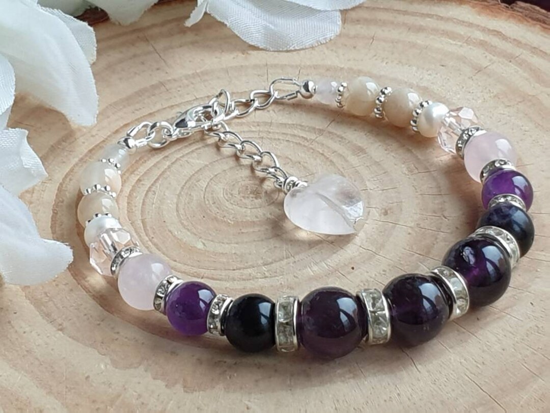 Healing Crystals Bracelet PCOS Amethyst Fluorite Moonstone - Etsy