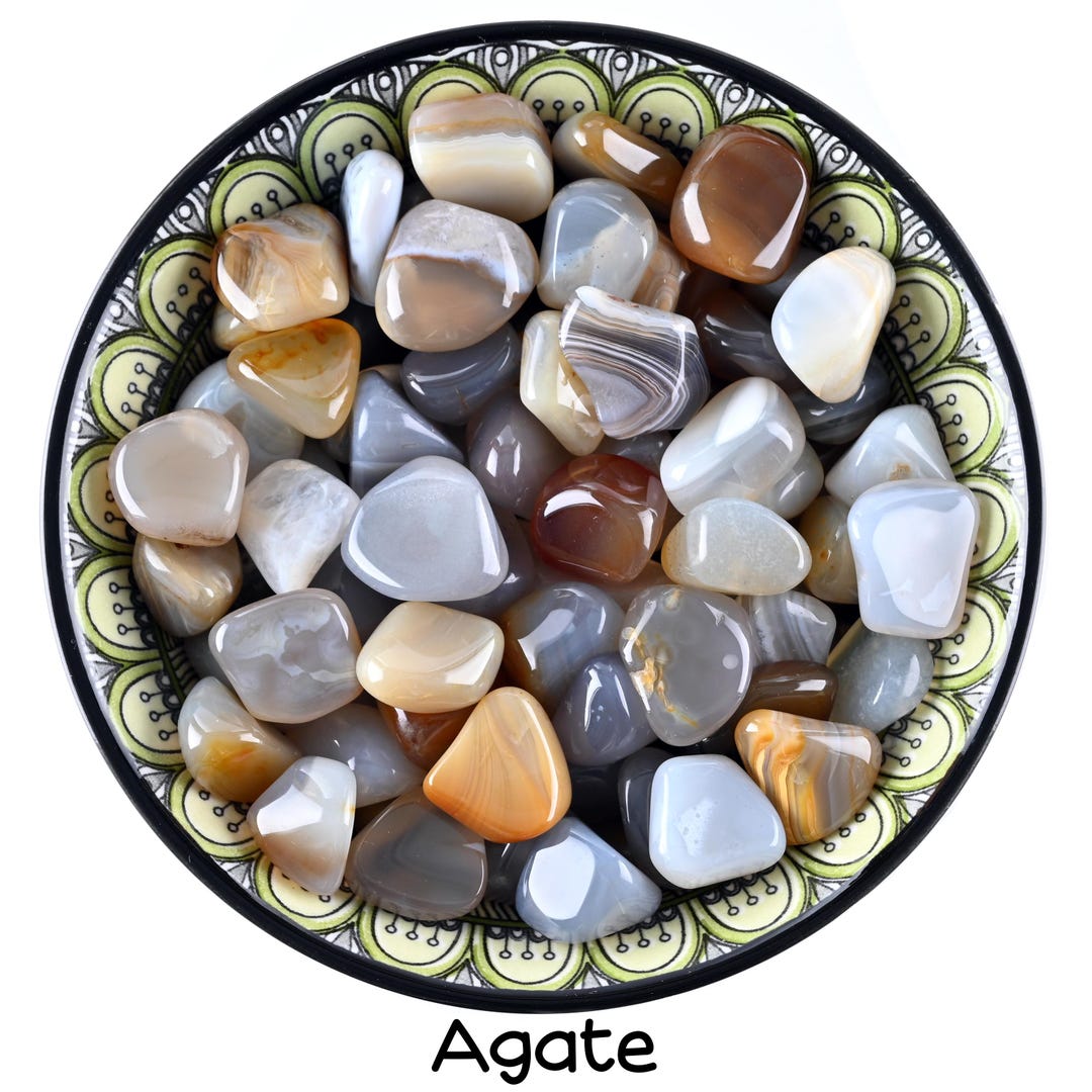 Set of 10 Agate Tumbled Stones, Bulk Mixed Agates, Chakra and ...