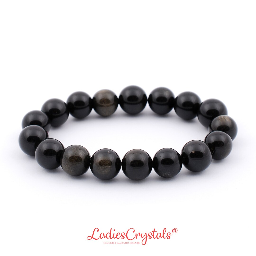 Gold Sheen Obsidian Bracelet, Obsidian Bracelet 10 Mm Beads ...