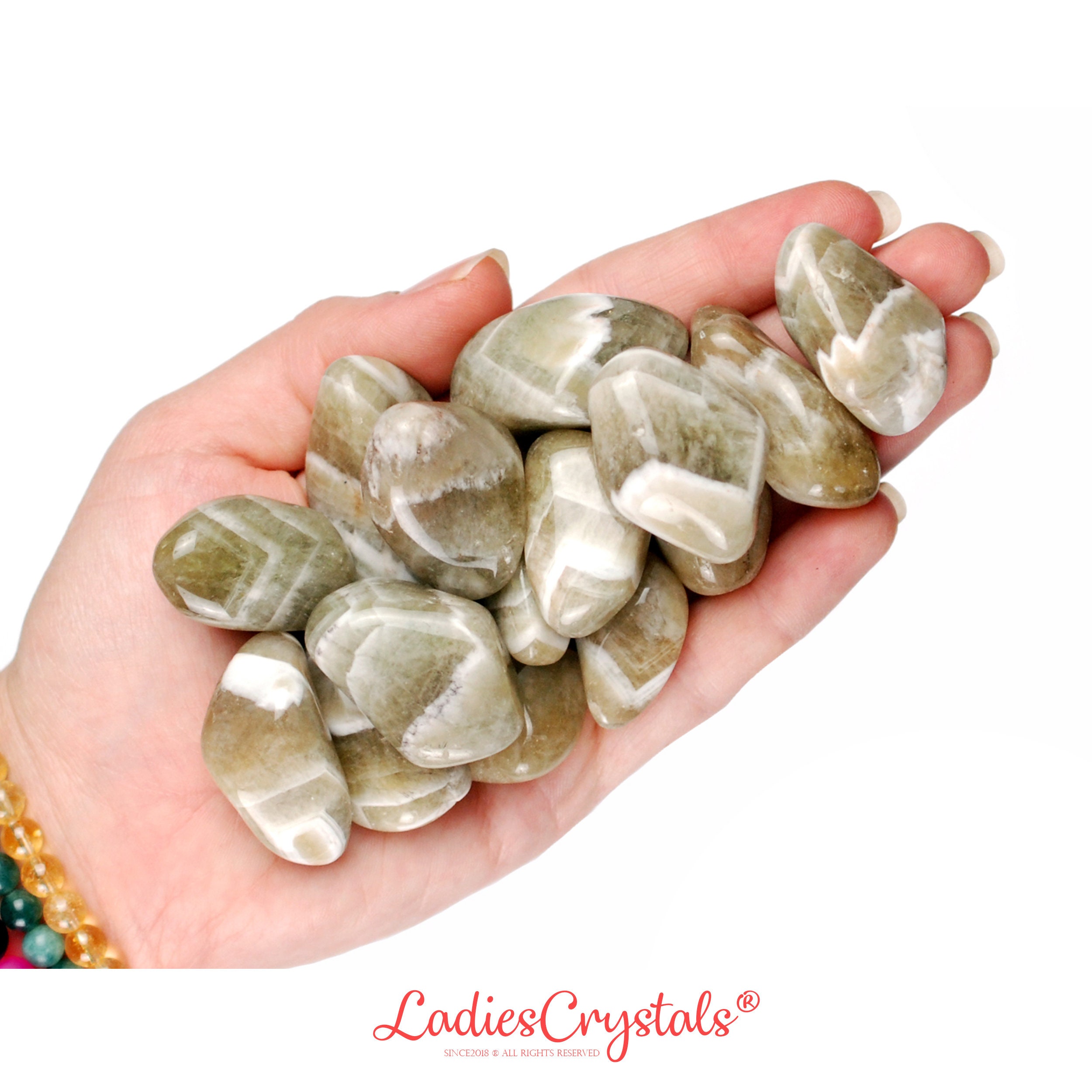 Prasiolite Tumbled Stone, Polished Green Amethyst, Heart Chakra and ...