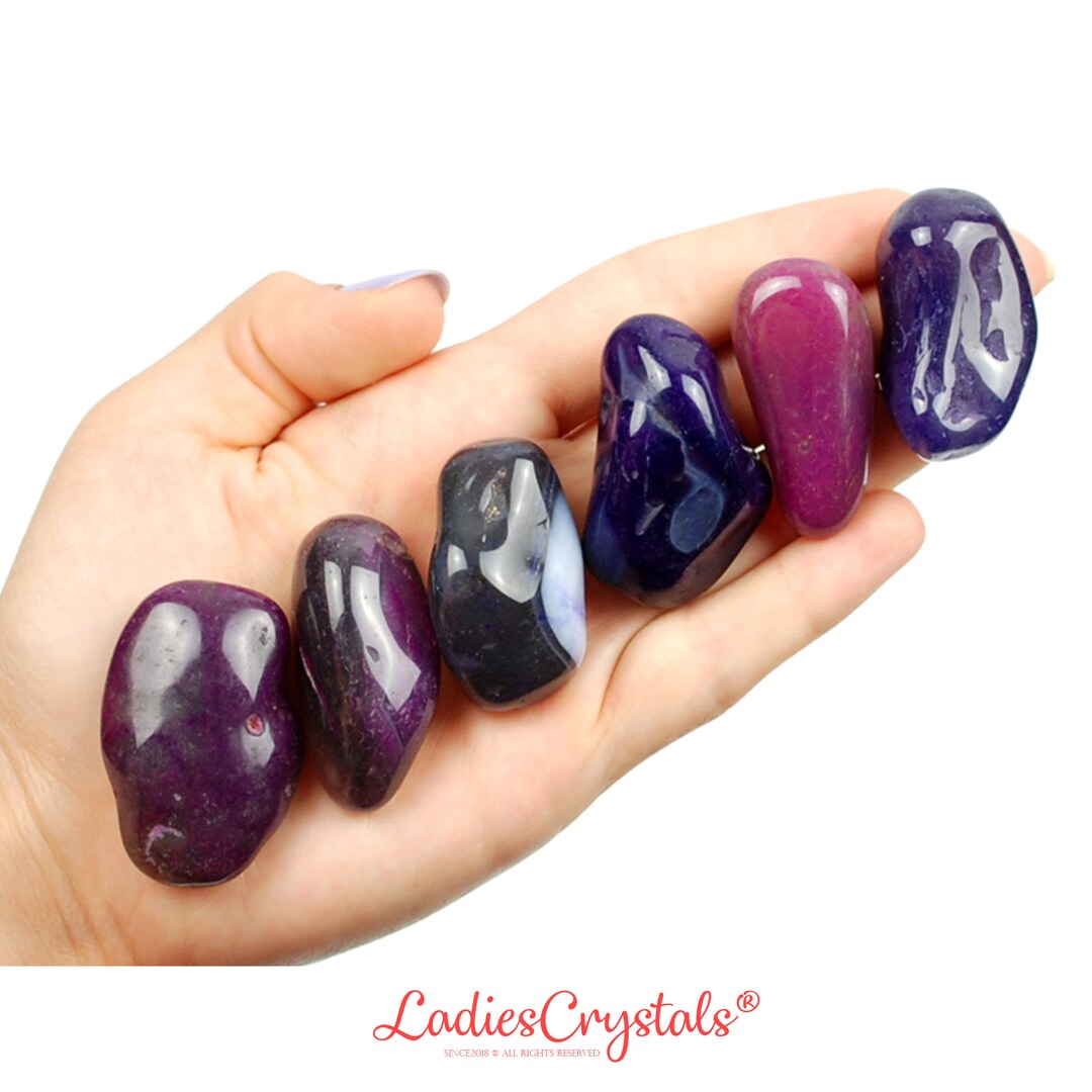 Purple Agate Tumbled Stone, Polished Banded Crystal, Spiritual Peace ...