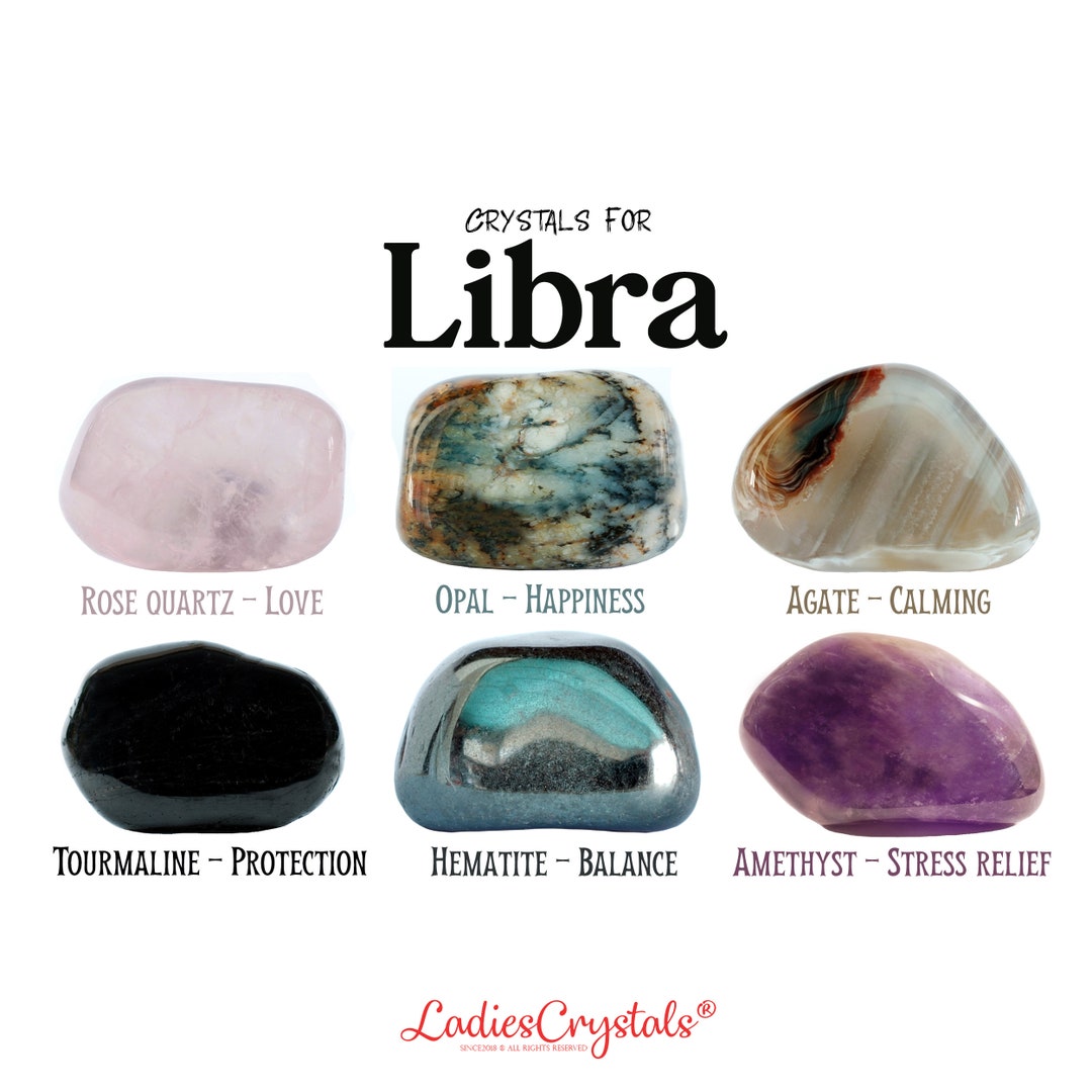 Libra Crystals Set, Libra Stones, Zodiac Stones, Rose Quartz, Opal ...