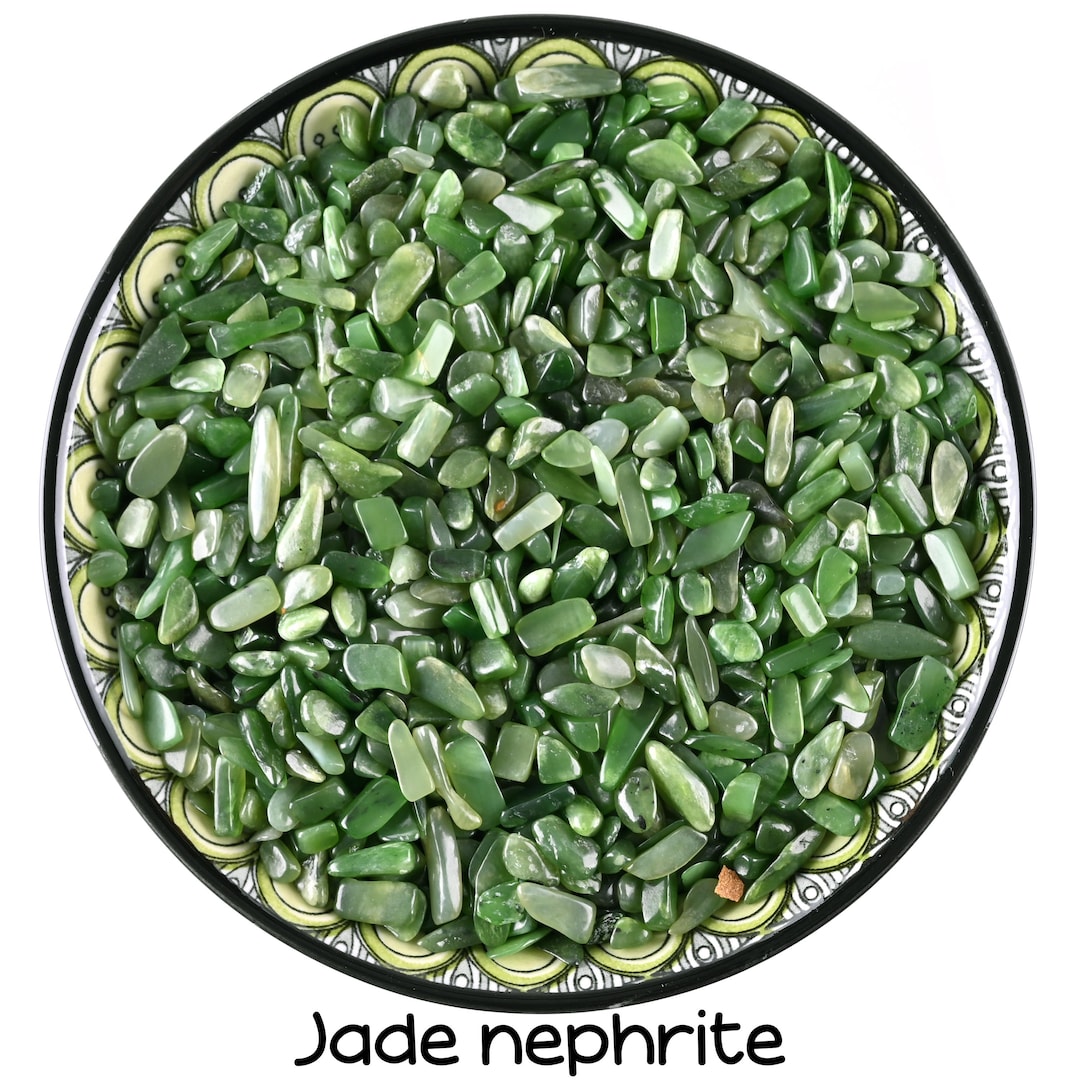 Jade Nephrite Chips Stones, Polished Green Crystals, Abundance and ...