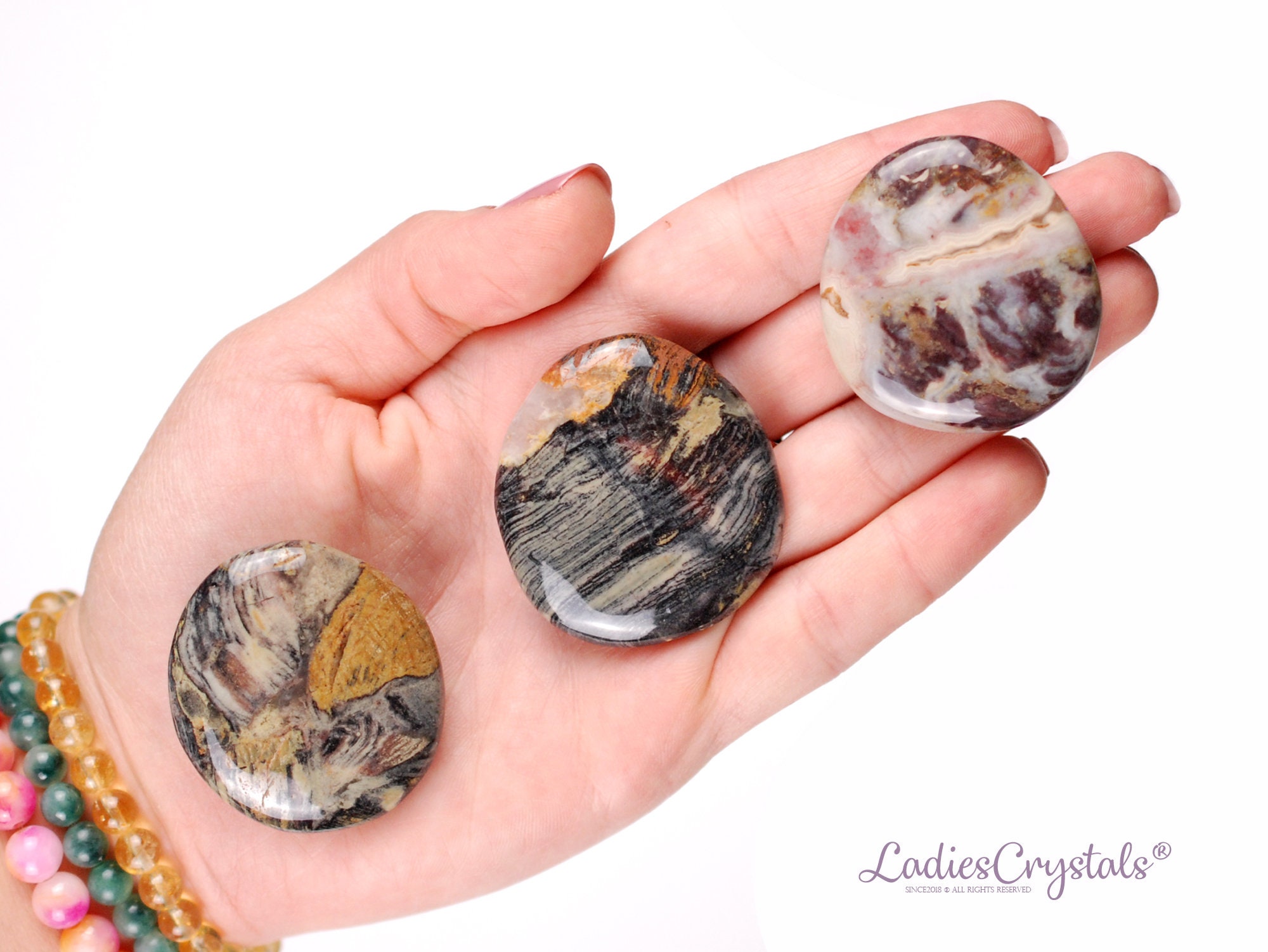 Silver Leaf Jasper Palm Stone Silver Leaf Jasper Smooth - Etsy