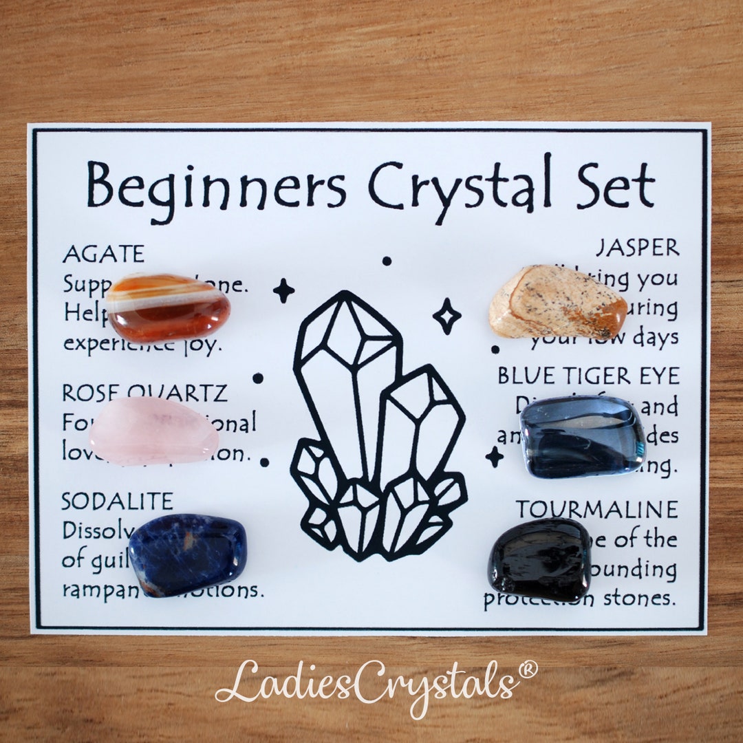 Beginner Crystal Set, Agate, Rose Quartz, Sodalite, Jasper, Blue Tiger ...