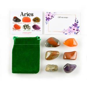 Aries Crystals Set, Aries Stones, Zodiac Stones, Bloodstone, Carnelian ...