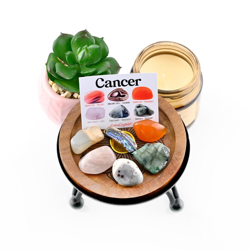 Cancer Crystals Set, Cancer Stones, Zodiac Stones, Moonstone, Abalone ...