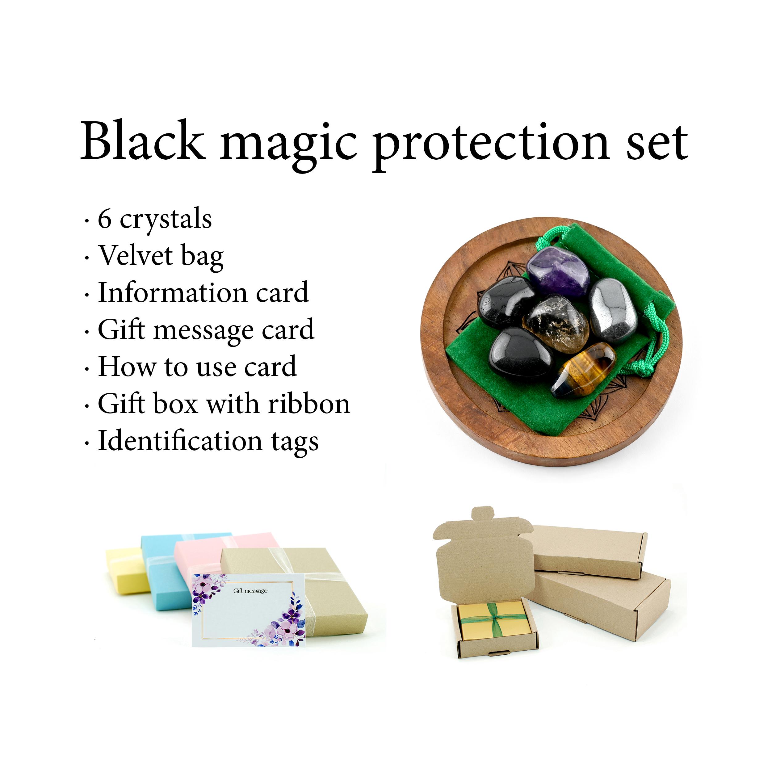 Black Magic Protection Crystals Set, Spell Protection, Protection Set ...
