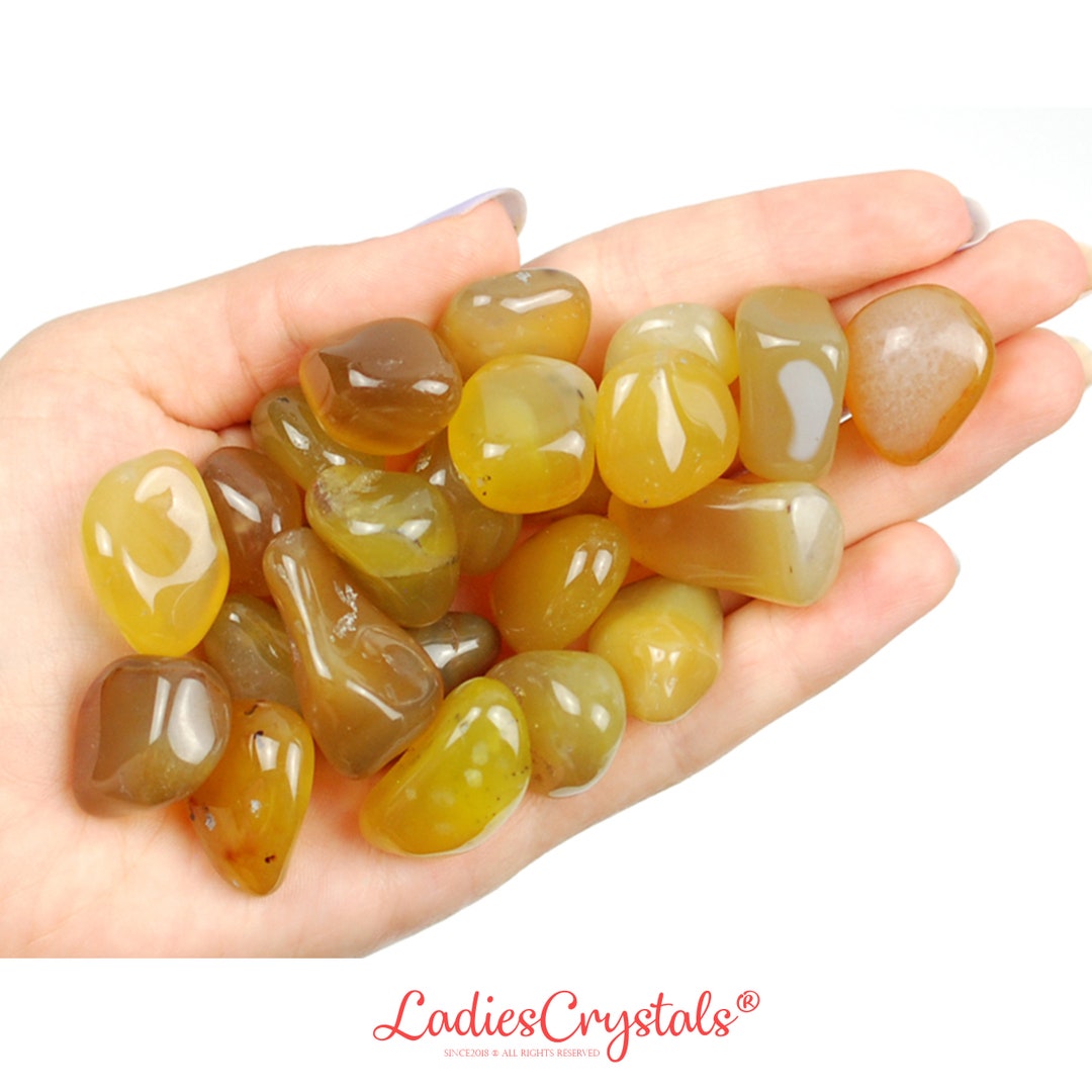 Yellow Agate Tumbled Stone, Agate, Tumbled Stones, Stones, Crystals ...