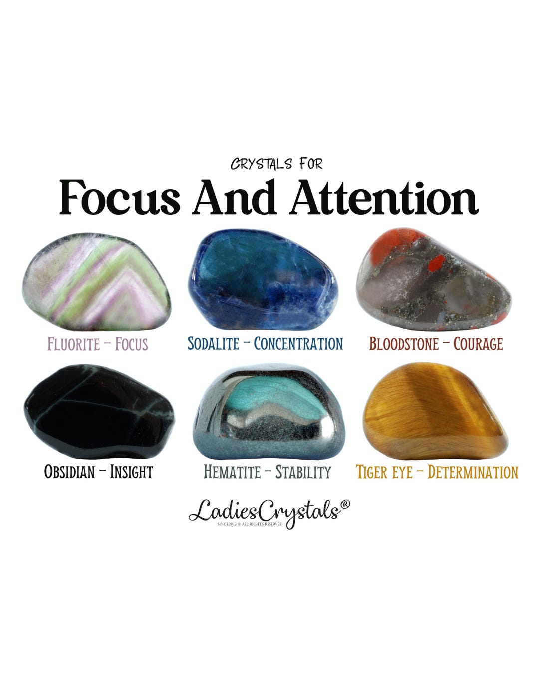 Focus and Attention Crystal Set, Clarity Study, Gift for Crystal Lovers ...
