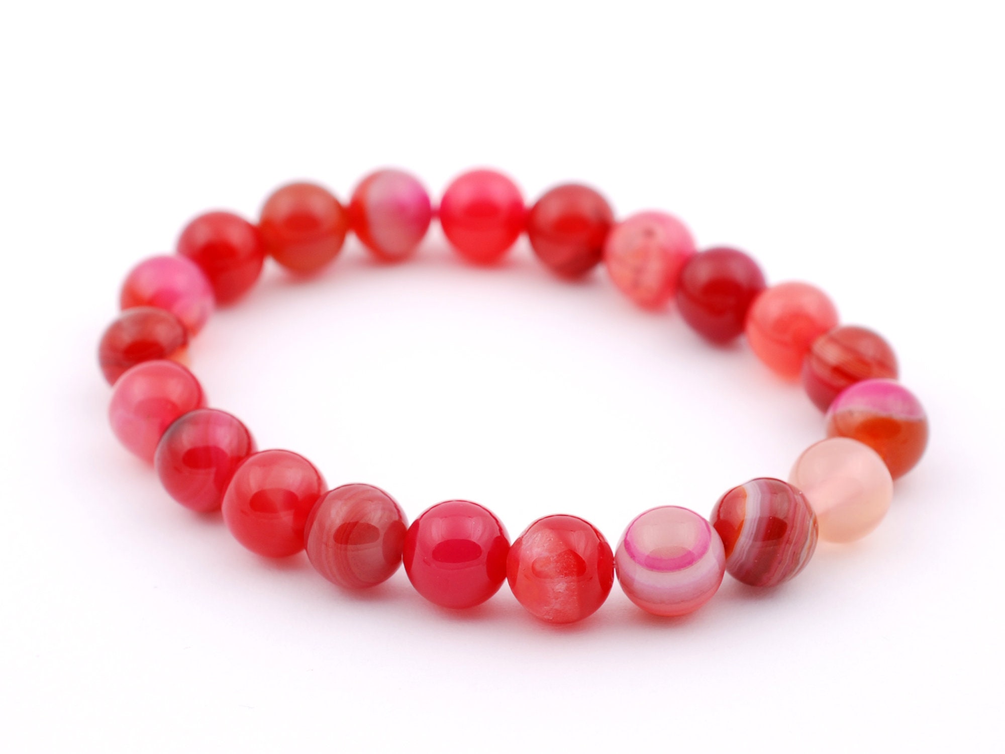 Pink Agate Bracelet Pink Banded Agate Bracelets 8 Mm Bead - Etsy UK
