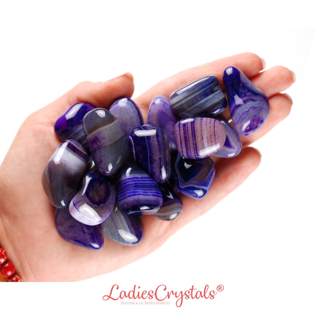 One Purple Agate Tumbled Stone, Purple Agate Tumbled Stones, Purple ...