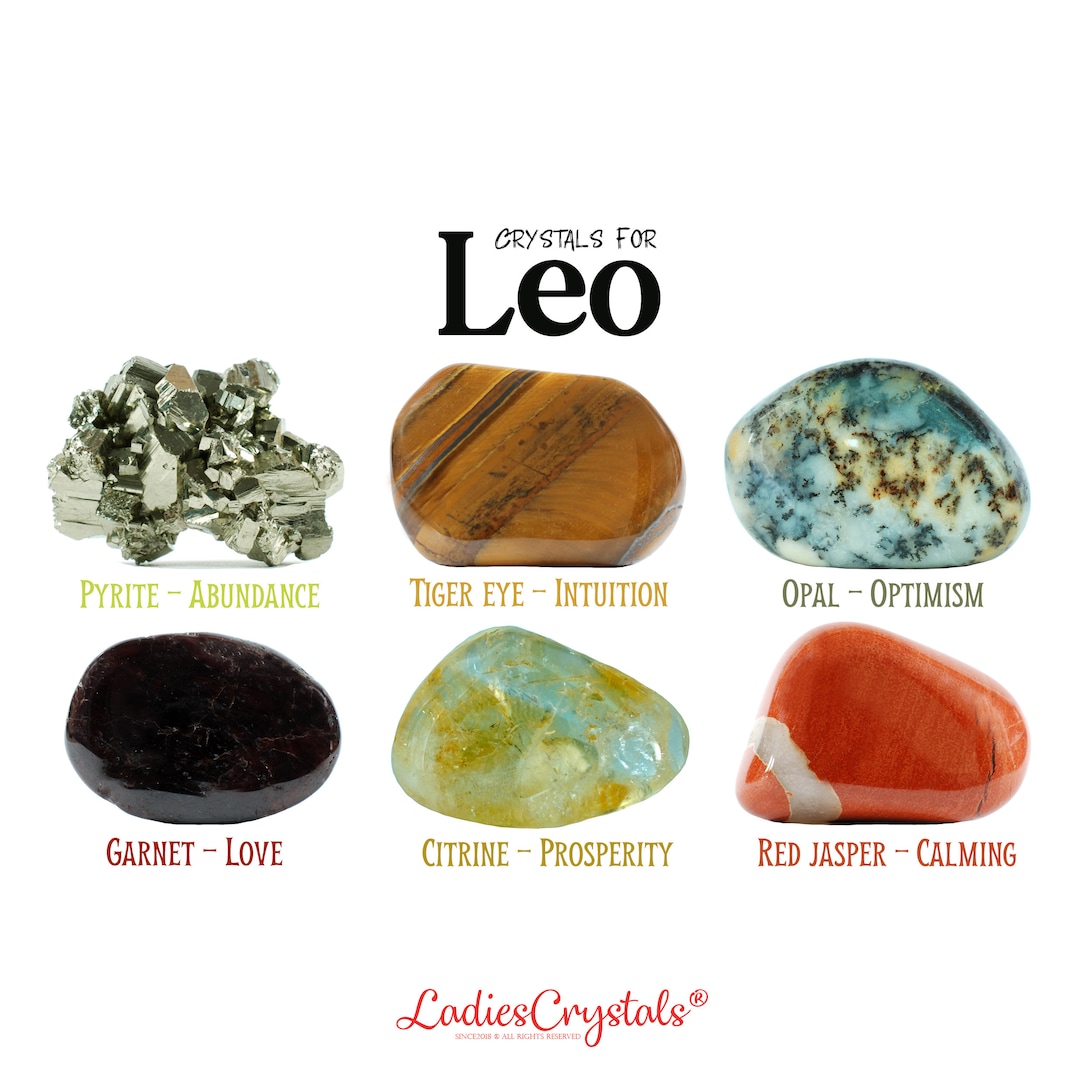 Leo Crystals Set, Leo Stones, Zodiac Stones, Pyrite, Tiger Eye, Opal ...