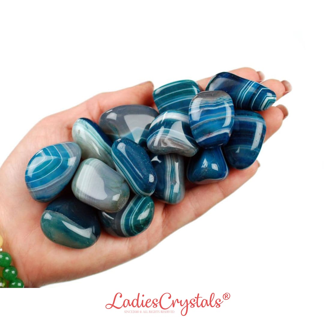 Large Blue Agate Tumbled Stone, Blue Agate Tumbled Stones, Tumbled ...