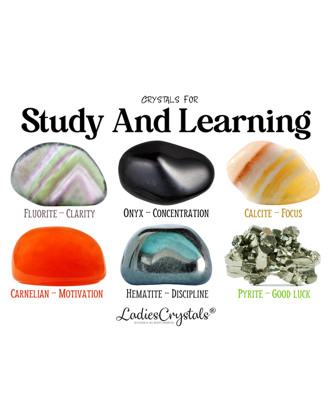 Study and Learning Crystals Set, Focus and Concentration, Exam Success ...