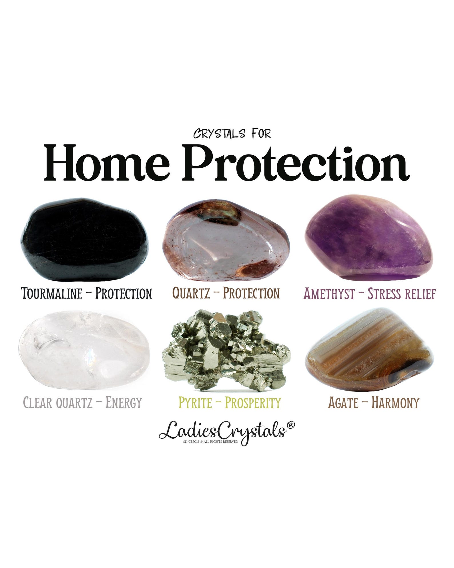 Home Protection Crystals Set, Cleansing and Safety, Gift for Crystal ...