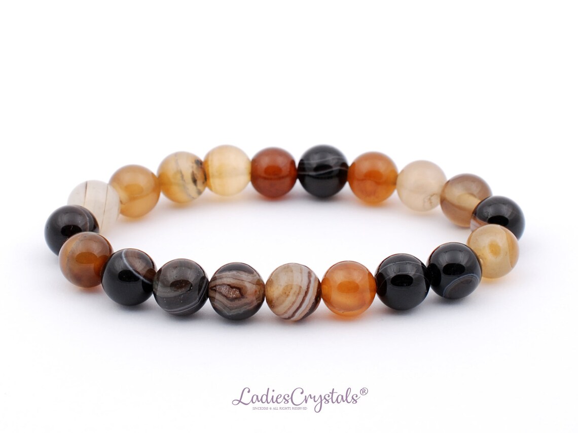 Brown Banded Agate Bracelet Dark Brown Banded Agate Bracelets | Etsy