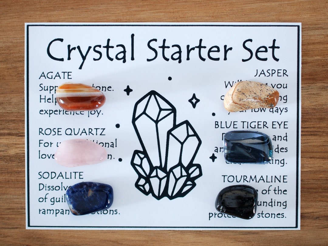 Crystal Starter Set Beginner Crystal Kit Agate Rose Quartz - Etsy