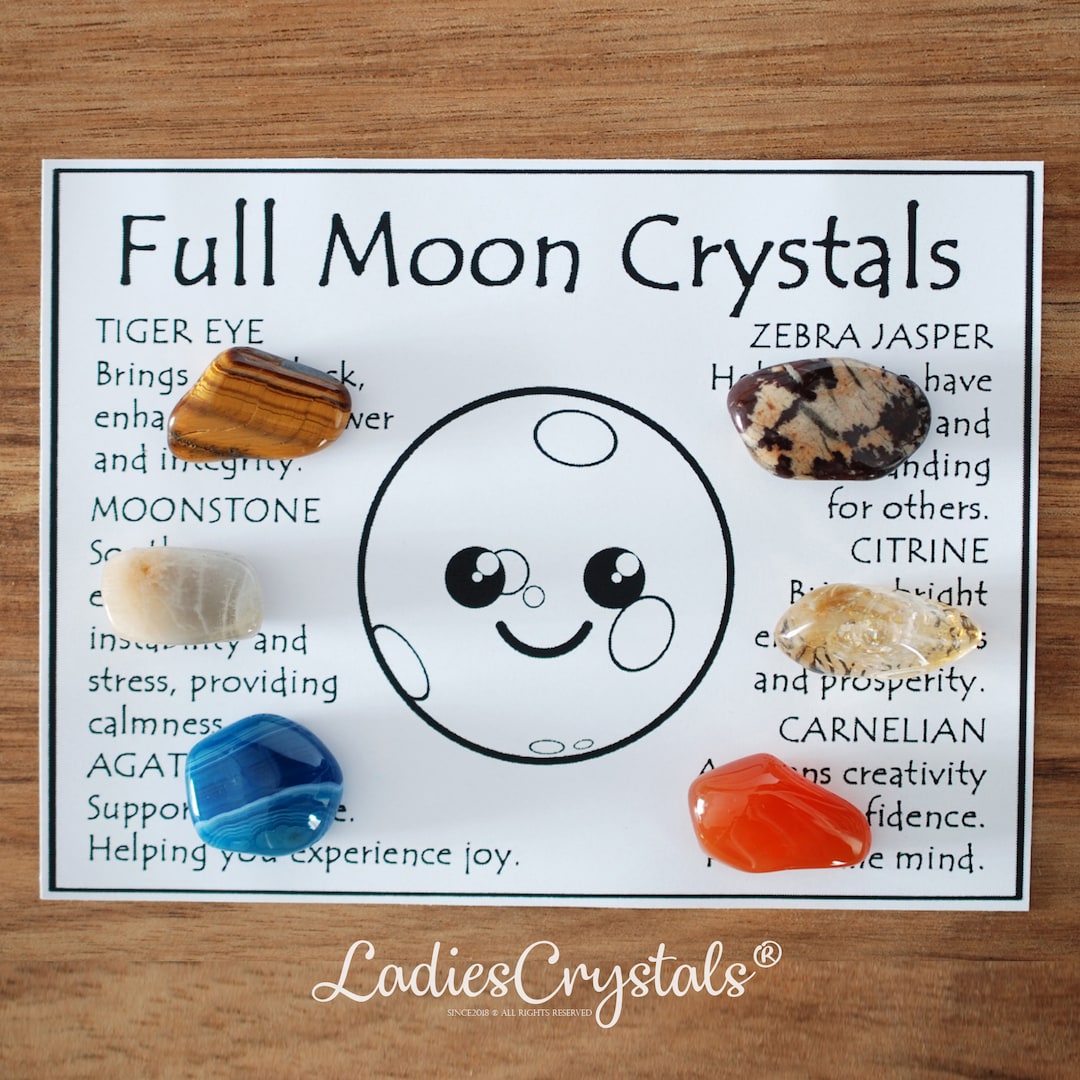 Full Moon Crystals Set, Full Moon, Crystals, Moonstone, Healing ...
