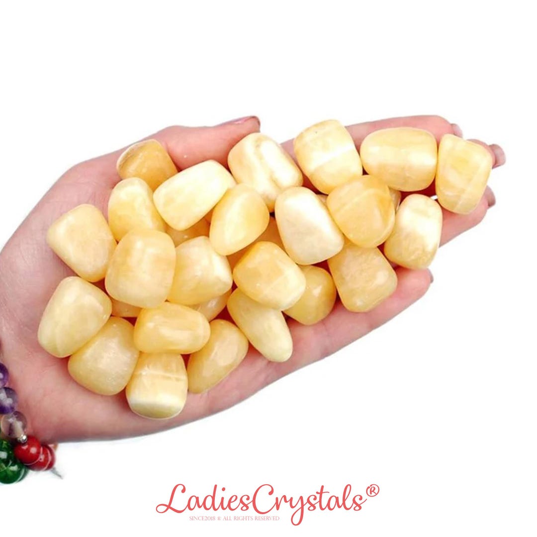 Yellow Aragonite Tumbled Stone, Gift for Crystal Lovers, Natural Honey ...