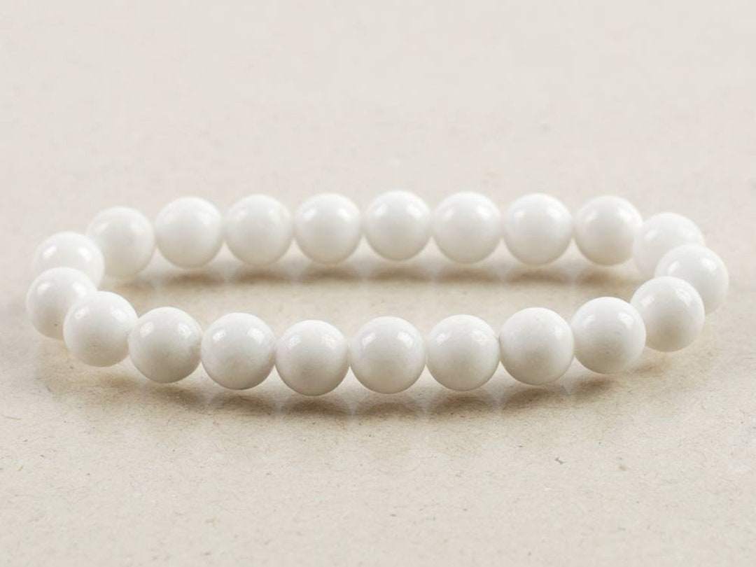 White Quartz Bracelet, White Quartz Bracelet 8 Mm Beads, White Quartz ...